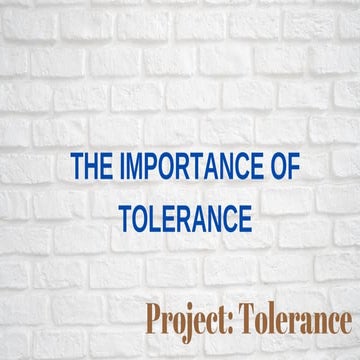 The importance of tolerance | PDF