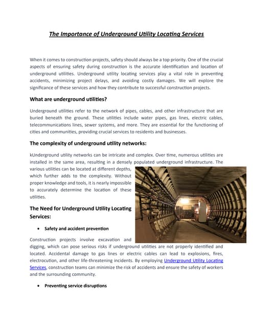 Project Approach - Potholing & Locating | PDF | Developmental Sites ...