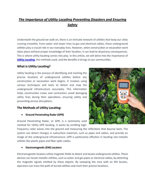 Methods Used During Utility Locating Services | PDF