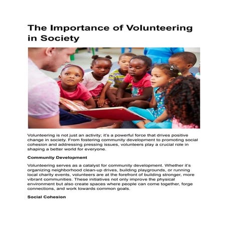 The Importance of Volunteering in Society | PDF