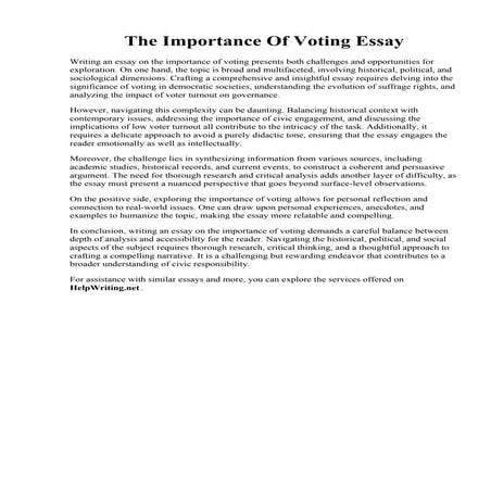 The Importance Of Voting Essay | PDF