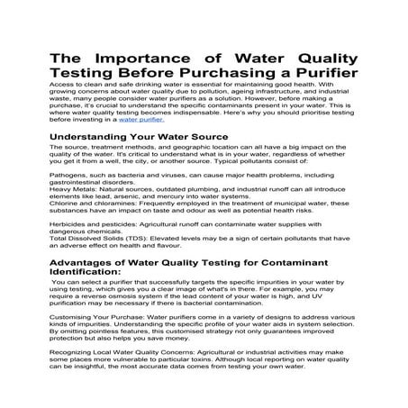 The Importance of Water Quality Testing Before Purchasing a Purifier.docx