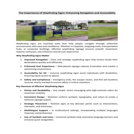 The Importance of Wayfinding Signs: Enhancing Navigation and ...