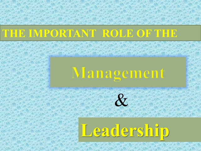 Roles of Leadership and Management- John Adlesich