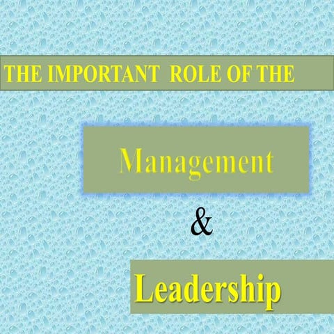 The important role of management leadership 1.3 | PPT