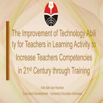 The improvement of technology ability for teachers in learning activity ...