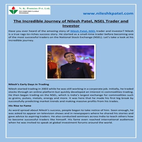The Incredible Journey of Nilesh Patel, NSEL Trader and Investor