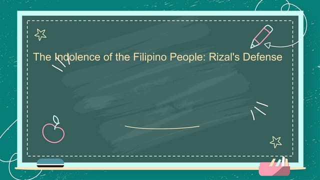 The Indolence of Filipinos | PPTX