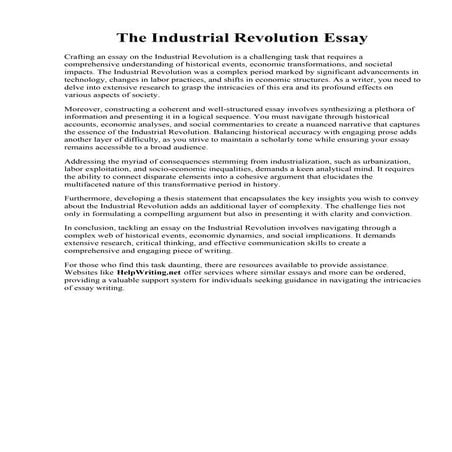 The Industrial Revolution Essay | PDF