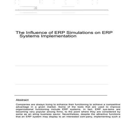 The Influence of ERP Simulations | RTF | Computing | Technology & Computing