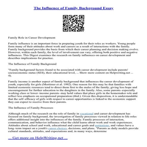 The Influence Of Family Background Essay | PDF