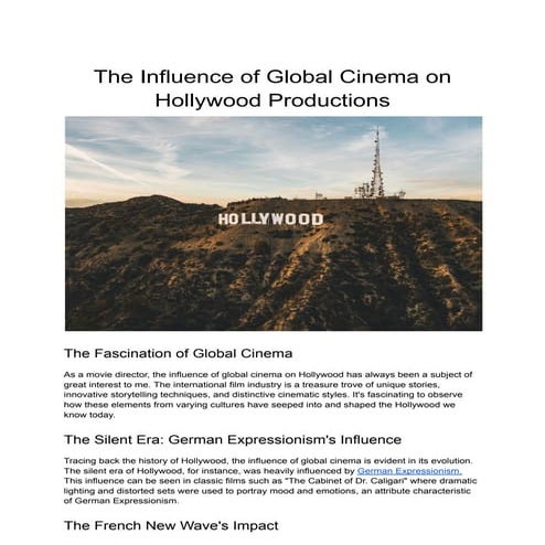 The Influence of Global Cinema on Hollywood Productions | PDF