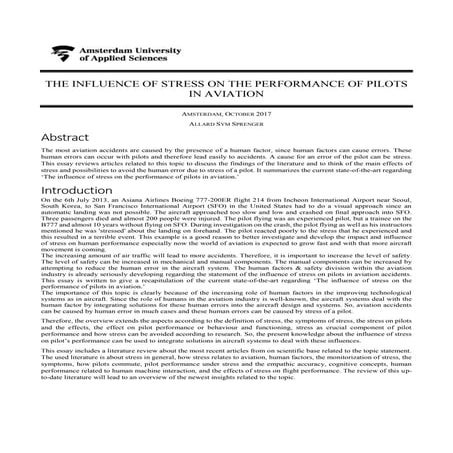 The influence of stress on the performance of pilots in aviation | PDF