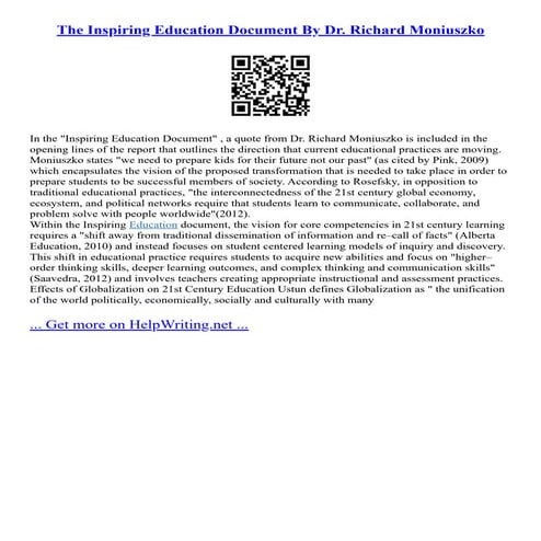 The Inspiring Education Document By Dr. Richard Moniuszko | PDF