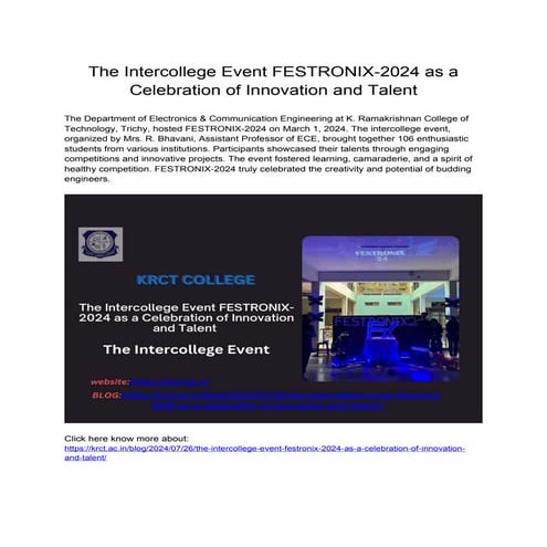 The Intercollege Event FESTRONIX-2024 as a Celebration of Innovation and Talent | DOCX