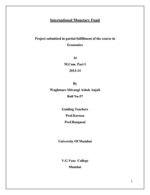 International Monetary Fund (IMF) | PPT