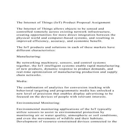 The Internet of Things (IoT) Product Proposal AssignmentThe .docx