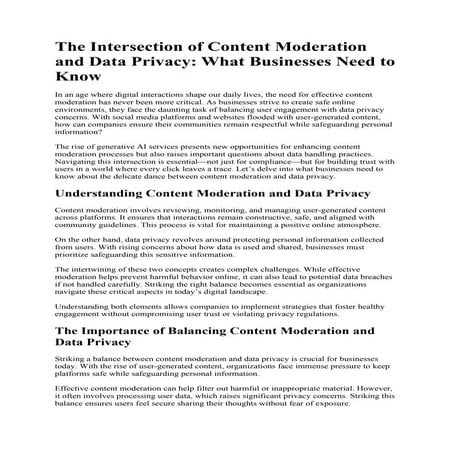 The Intersection of Content Moderation and Data Privacy: What ...