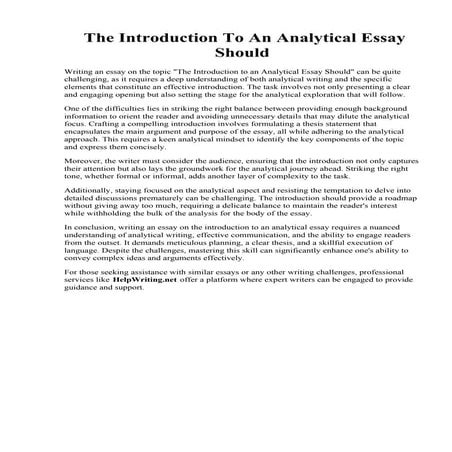 The Introduction To An Analytical Essay Should | PDF | Ear, Nose and ...