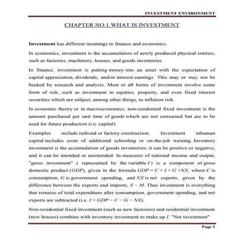 The investment environment | DOCX