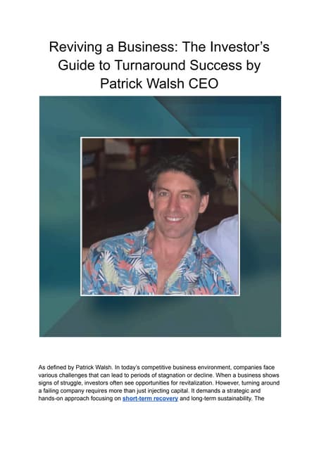 Patrick Walsh Ceo presentations