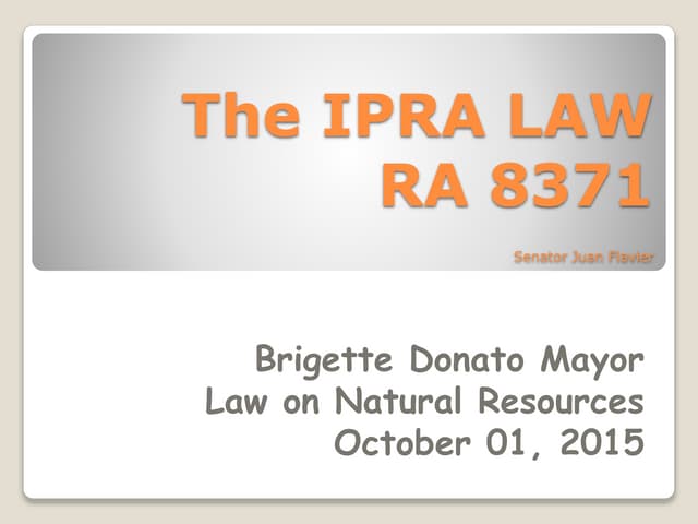 RA 8371 THE REPUBLIC ACT OF INDIGENOUS PEOPLE | PPTX