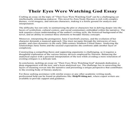 Their Eyes Were Watching God Essay. Their Eyes were Watching God Essay ...