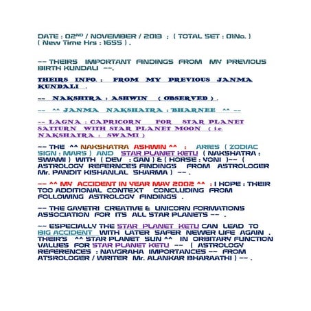 ~~ Theirs important findings from my previous birth kundali ~~. | DOCX