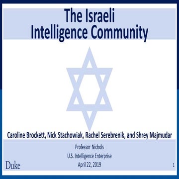 The Israeli Intelligence Community Presentation | PDF