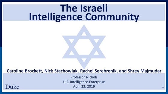 Israeli Intelligence Community Poster | PPT