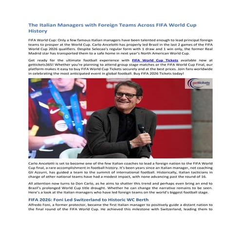 Italy FIFA World Cup Tickets: The 10 Greatest Italian Managers in ...