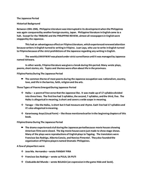 The japanese period (1941 – 1945) | PPTX