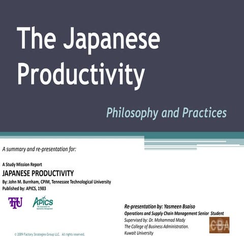 Productivity Management- The Japanese Philosophy | PPTX
