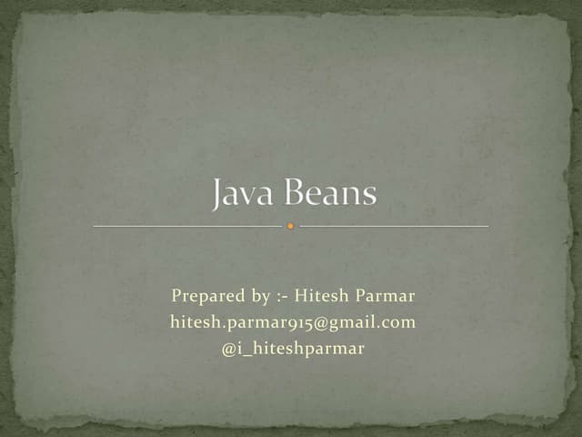 Introduction To Java Beans Ppt