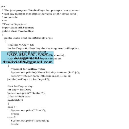 The Java Program Twelvedays That Prompts User To Enter Lpdf 8141