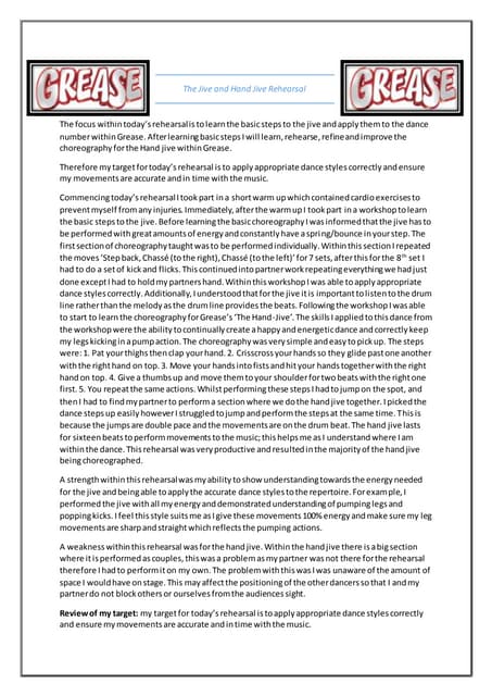 Born To Hand Jive rehearsal | DOCX