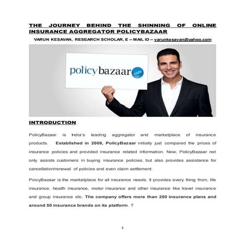 THE JOURNEY BEHIND THE SHINNING OF ONLINE INSURANCE AGGREGATOR ...