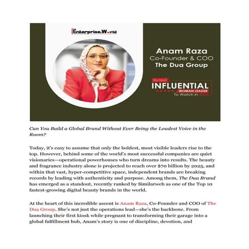 The Journey of Anam Raza and How She Built a Global Scent Empire with ...