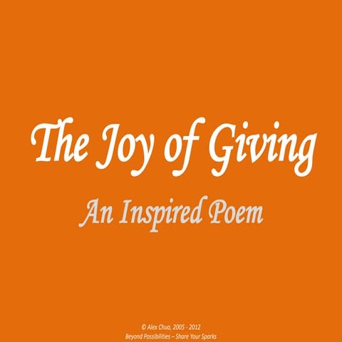 The Joy of Giving - Alex Chua | PDF