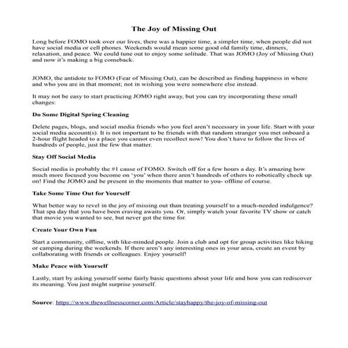 The joy of missing out | PDF