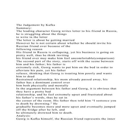The Judgement by Kafka Summary The leading character Geo.docx