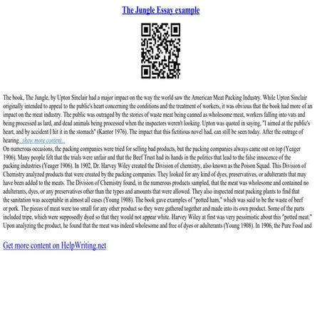 The Jungle Essay Example | PPT
