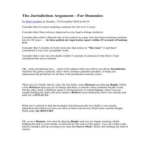 The jurisdiction argument for dummies | DOC