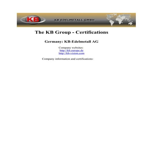 The KB Group Certifications