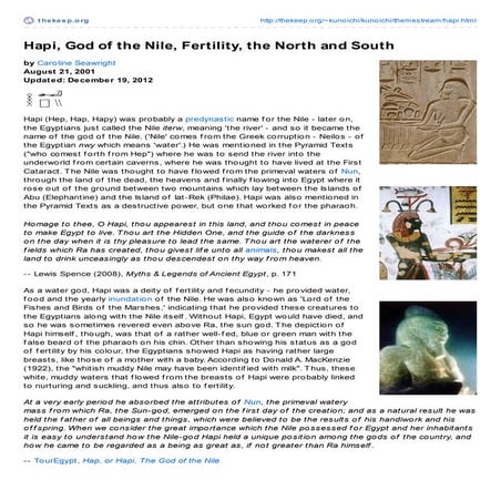 Hapi, Ancient Egyptian God of the Nile | PDF