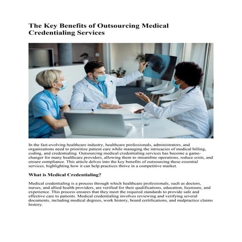 The Key Benefits of Outsourcing Medical Credentialing Services | PDF