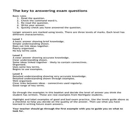 The Key To Answering Exam Questions | PDF