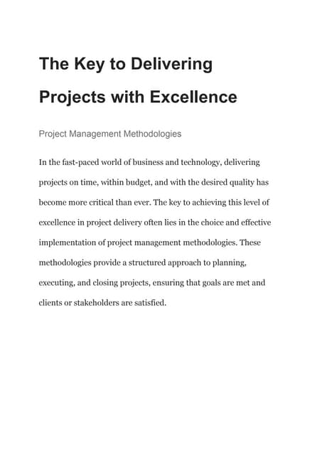 Different project management methodologies | PPTX