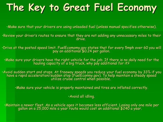 What are the Myths of Better Fuel Economy | PPT