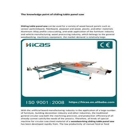 The knowledge point of sliding table panel saw | PDF